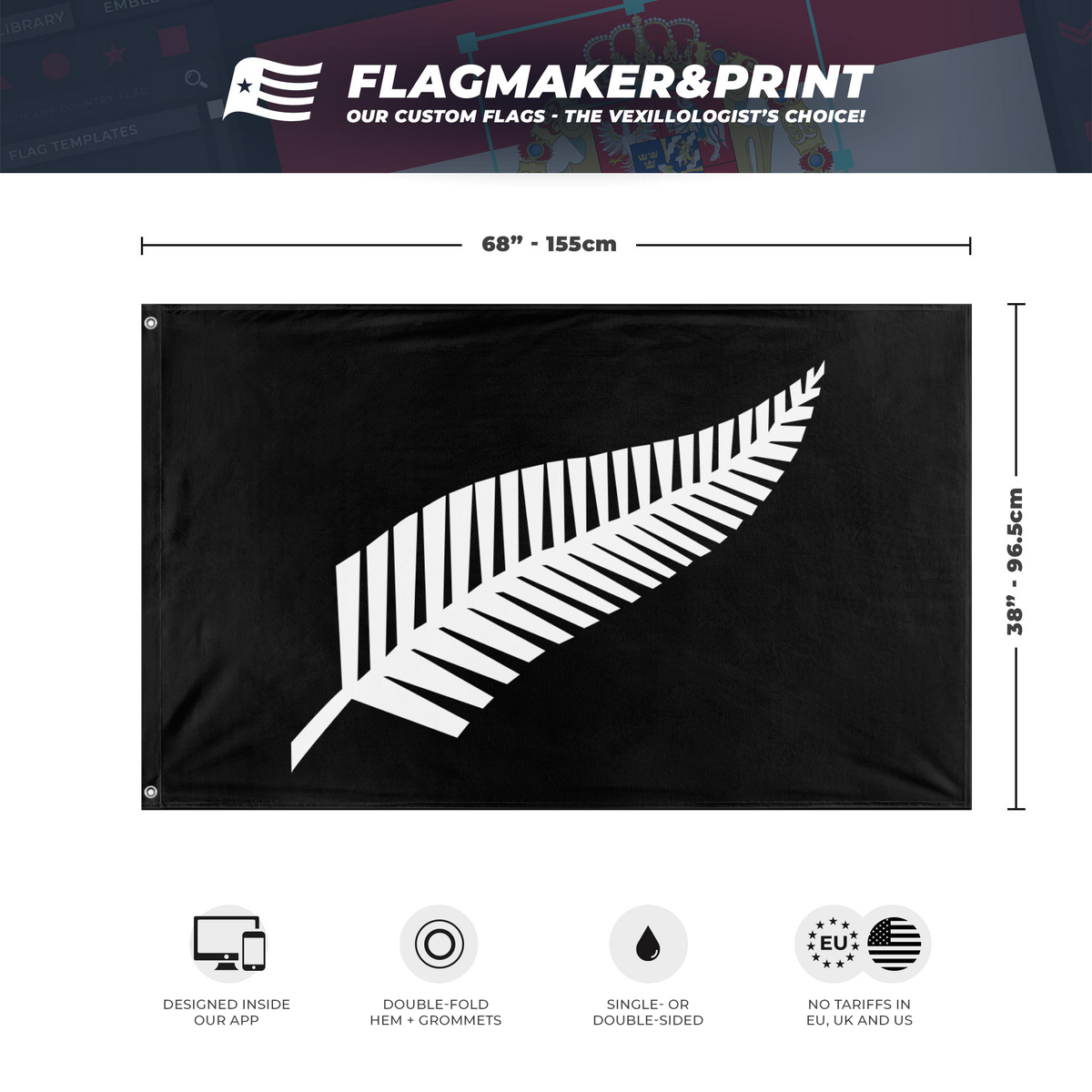 New Zealand 'All Blacks' Silver Fern flag (New Zealand) – Flagmaker & Print