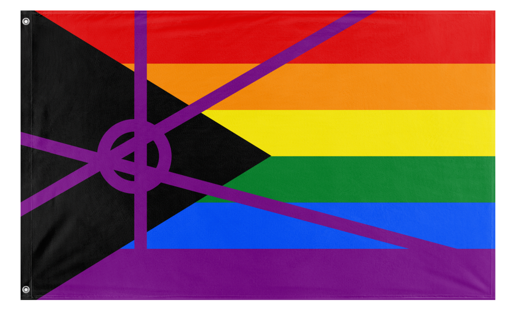 Queer Anarchism Rainbow Pride flag (Rhiza Stirning) – Flagmaker & Print