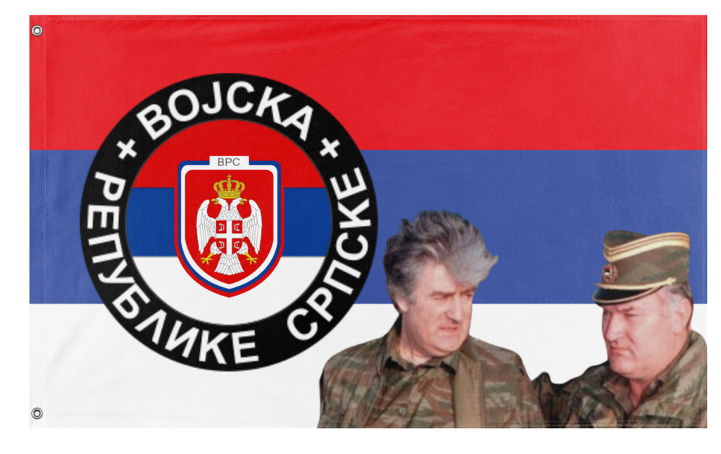 custom flag of the republika srpska army, Ratko Mladic and Radovan Kar ...