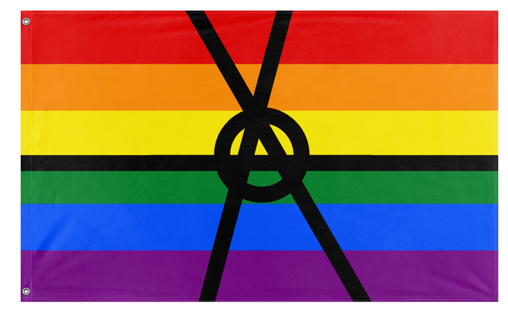 Rainbow Anarchism Horizontal Pride flag (Rhiza) – Flagmaker & Print