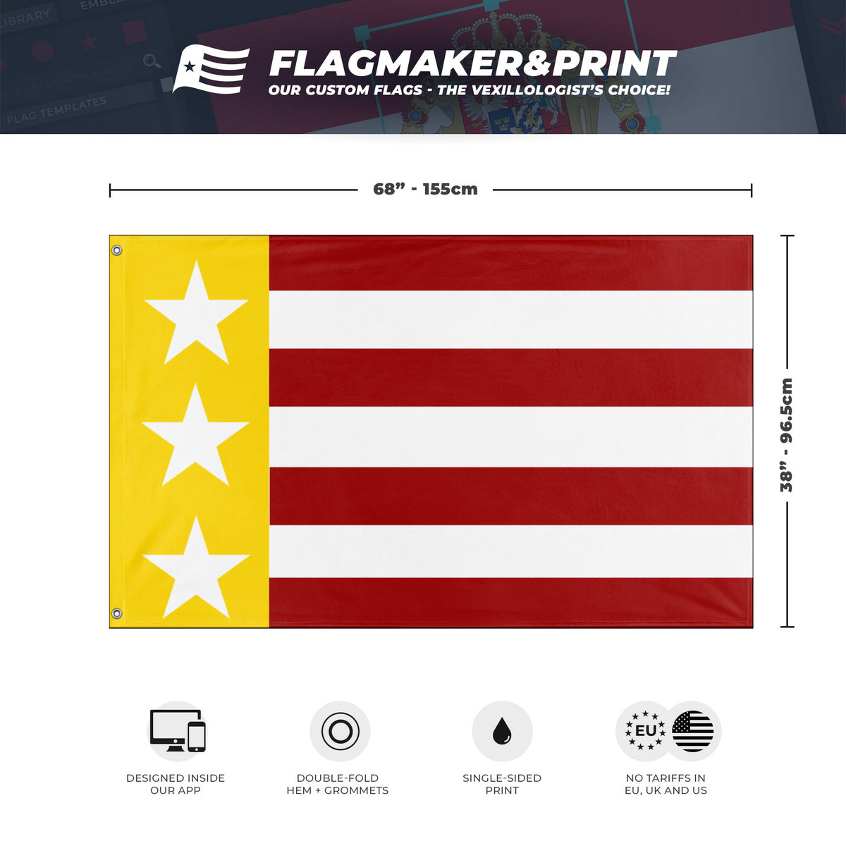 Red, White, and Gold flag (Conor) (Hidden) – Flagmaker & Print