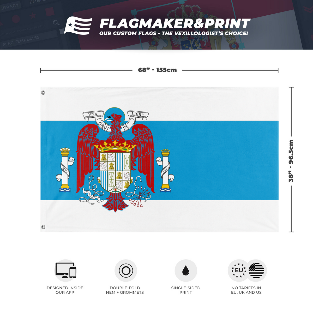 Spain under Statenvlag flag (Flag Mashup Bot) – Flagmaker & Print