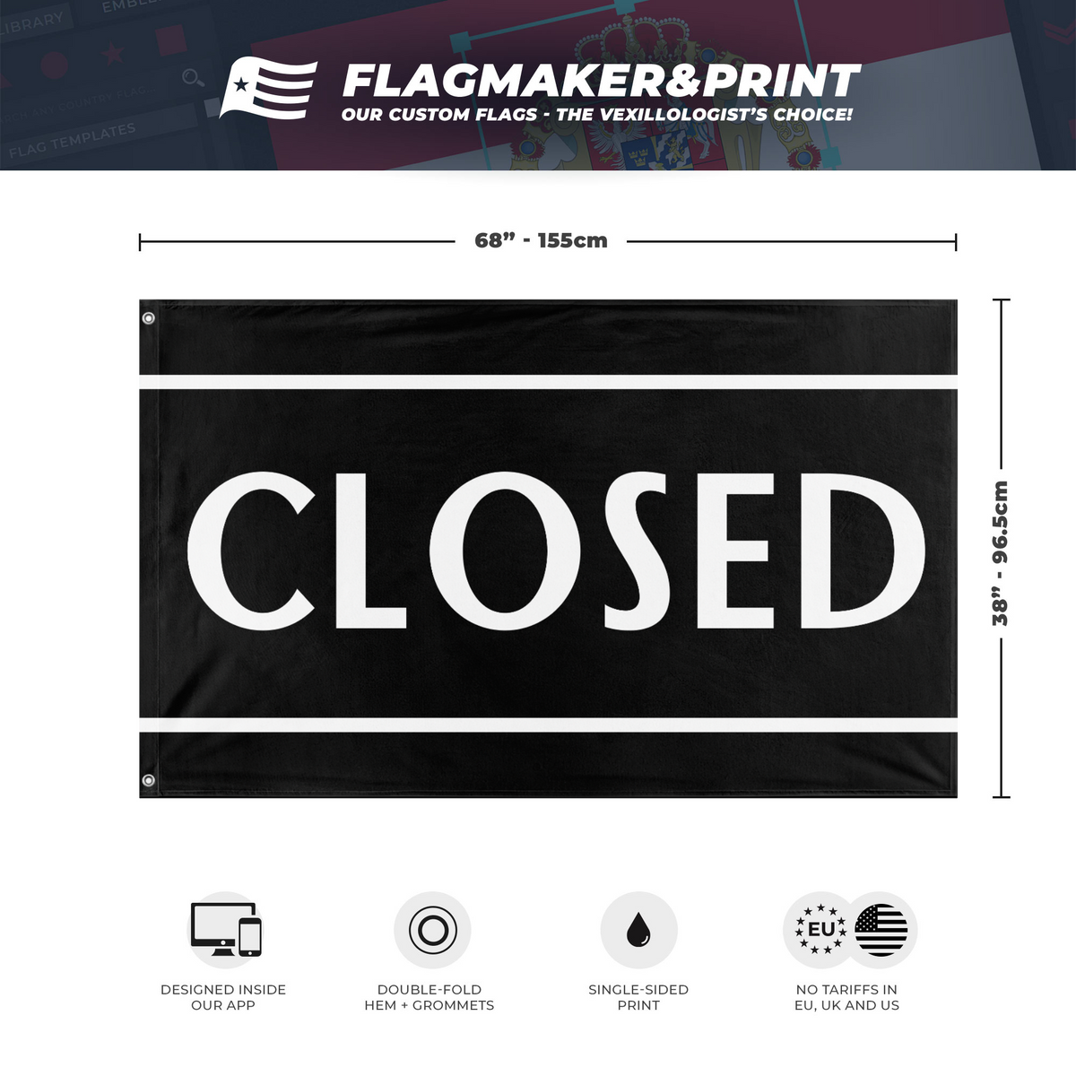 CLOSED flag (RITA) (Hidden) – Flagmaker & Print