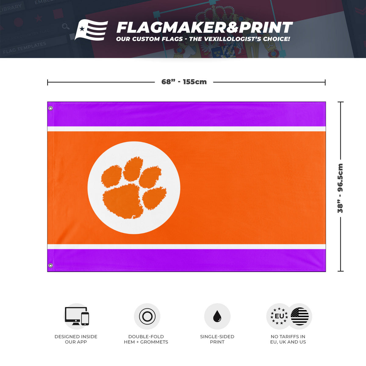 clemson flag (campbell) – Flagmaker & Print
